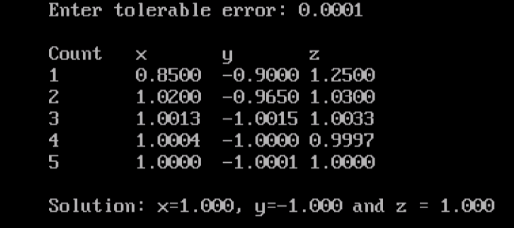 Jacobi Iteration Method Using C Programming